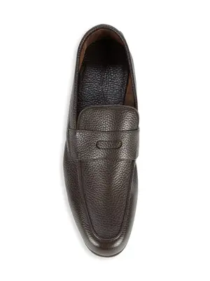 John Lobb Thorne Pebble-grained Leather Penny Loafers - Dark Brown