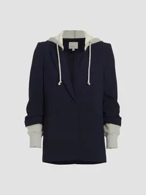 Cinq À Sept Khloe Hooded Blazer Navy Heather Grey