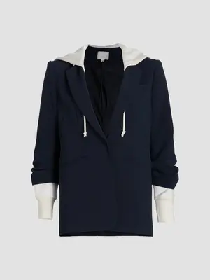 Cinq À Sept Khloe Hooded Blazer Navy Ivory