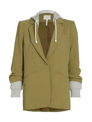 Cinq À Sept Khloe Hooded Blazer Olive Green Heather Grey