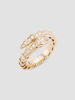 BVLGARI Serpenti Viper 18k Yellow & Diamond Wrap Ring - Gold