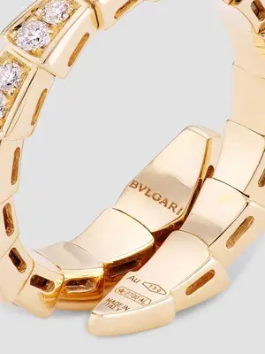 BVLGARI Serpenti Viper 18k Yellow & Diamond Wrap Ring