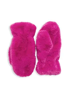 Apparis Women's Coco Faux Fur Flip-Top Mittens - Dark Leopard Confetti Pink