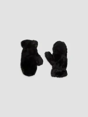 Apparis Coco Faux Fur Flip-top Mittens - Noir