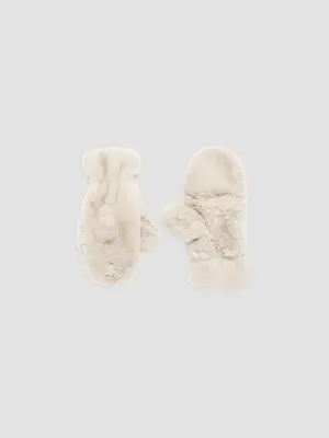 Apparis Coco Faux Fur Flip-top Mittens - Noir