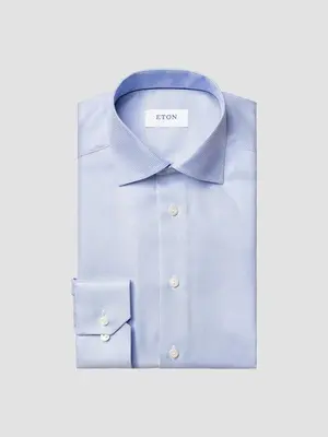 Eton Contemporary-fit Houndstooth Dress Shirt - Blue