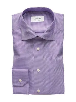 Eton Contemporary-fit Houndstooth Dress Shirt Purple