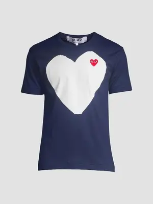 Play Comme Des Garcon Heart In Heart Graphic Tee - Navy