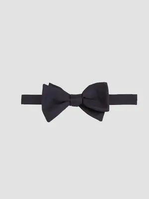 Giorgio Armani Textured Silk Bow Tie - Navy