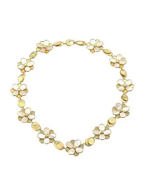 Marco Bicego Petali 18k Yellow Gold, Diamond Pavé & Mother-of-pearl Flower Collar Necklace Gold