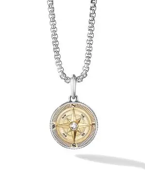 David Yurman Men's Maritime Two-Tone Diamond Compass Amulet - Silver