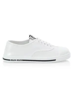 Miu Miu Leather Sneakers Bianco