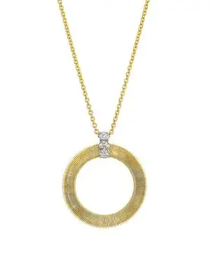 Marco Bicego Masai 18k Yellow & Diamond Coil Circle Pendant Necklace - Gold Diamond