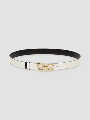FERRAGAMO Donna Gancini Buckle Reversible Leather Belt - Bone
