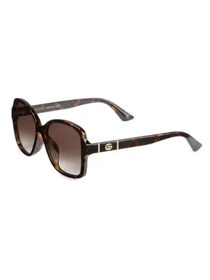 Gucci 57mm Rectangular Sunglasses - Avana