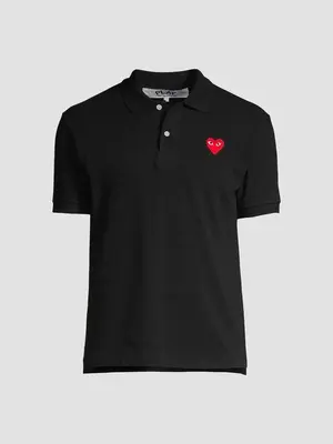 Play Comme Des Garcon Heart Applique Polo - Black
