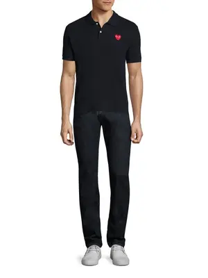 Play Comme Des Garcon Heart Applique Polo - Black