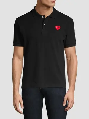 Play Comme Des Garcon Heart Applique Polo - Black