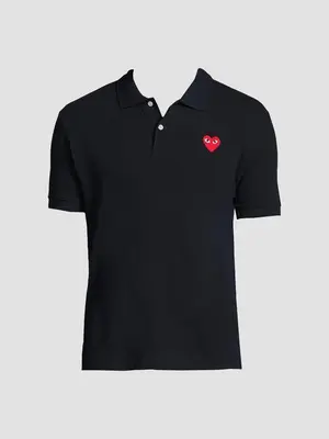 Play Comme Des Garcon Heart Applique Polo - Navy