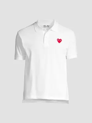 Play Comme Des Garcon Heart Applique Polo - White