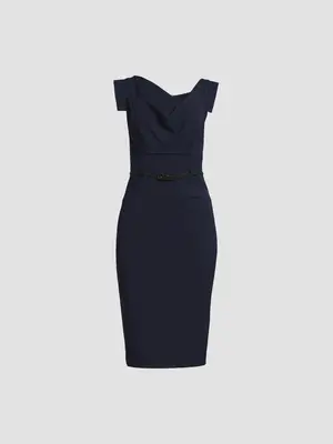 Black Halo Jackie Belted Sheath Dress - Eclipse