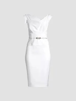 Black Halo Jackie Belted Sheath Dress - White