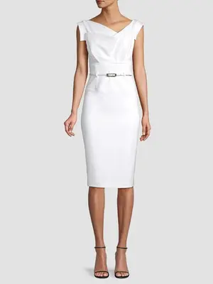 Black Halo Jackie Belted Sheath Dress - White