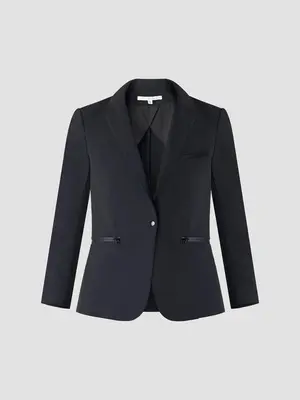 Veronica Beard Core Scuba Schoolboy Jacket - Black