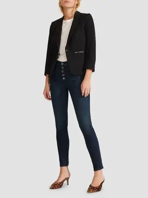 Veronica Beard Core Scuba Schoolboy Jacket - Black