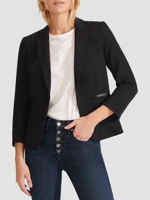 Veronica Beard Core Scuba Schoolboy Jacket - Black
