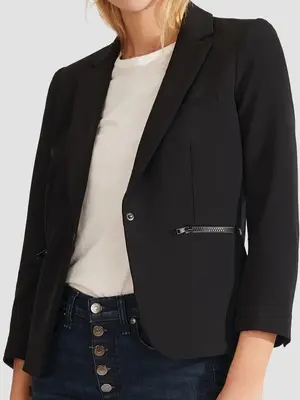 Veronica Beard Core Scuba Schoolboy Jacket - Black