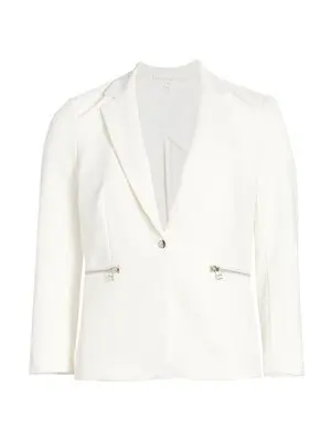 Veronica Beard Core Scuba Schoolboy Jacket White