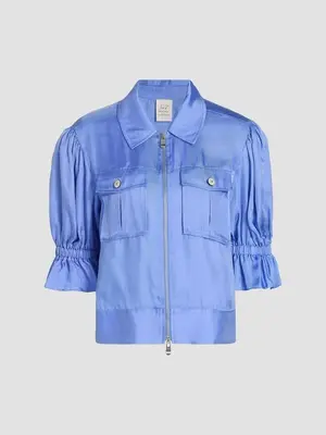 Cinq À Sept Holly Puff-sleeve Utility Jacket - Cobalt Wave