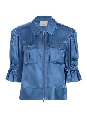 Cinq À Sept Holly Puff-sleeve Utility Jacket Indigo