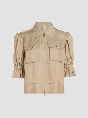 Cinq À Sept Holly Puff-sleeve Utility Jacket Khaki