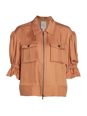 Cinq À Sept Holly Puff-sleeve Utility Jacket Light Cinnamon