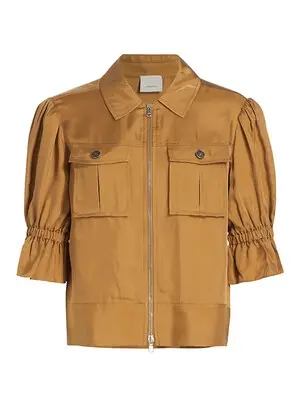 Cinq À Sept Holly Puff-sleeve Utility Jacket Pecan