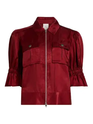 Cinq À Sept Holly Puff-sleeve Utility Jacket Rosewood