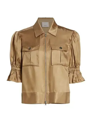 Cinq À Sept Holly Puff-sleeve Utility Jacket Sahara