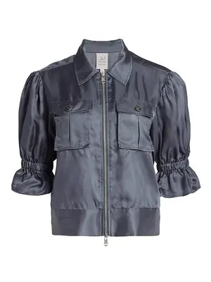 Cinq À Sept Holly Puff-sleeve Utility Jacket Shadow