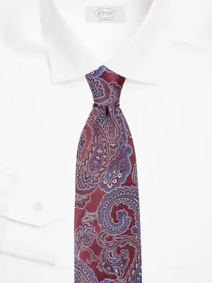 Eton Paisley Silk Tie Burgundy