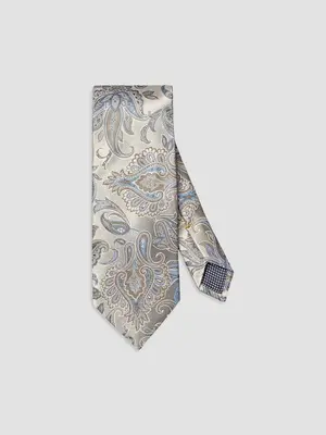 Eton Paisley Silk Tie - Light Grey