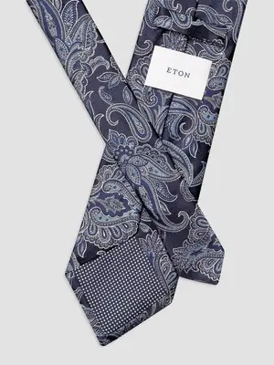 Eton Paisley Silk Tie - Navy