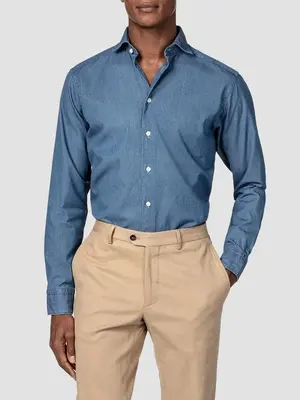 Eton Contemporary-fit Chambray Soft Casual Shirt