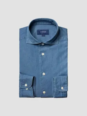 Eton Contemporary-fit Chambray Soft Casual Shirt