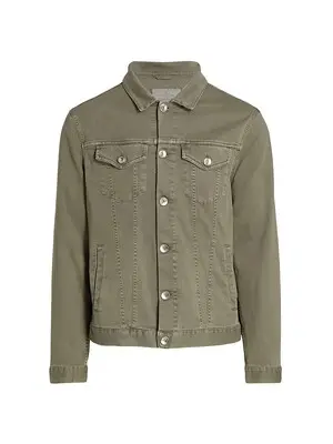 Brunello Cucinelli Men's Denim Trucker Jacket - Dark Grey  Green