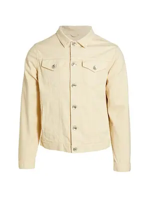 Brunello Cucinelli Men's Denim Trucker Jacket - Dark Grey  Light Yellow