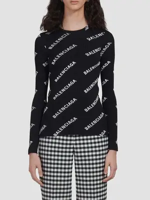 Balenciaga Allover Logo Crewneck Sweater