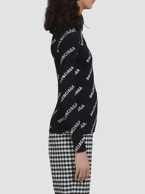 Balenciaga Allover Logo Crewneck Sweater