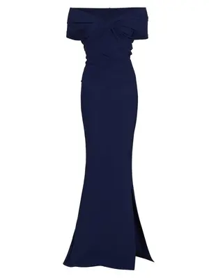 Chiara Boni La Petite Robe Stretch Jersey Fishtail Gown - Blue Notte
